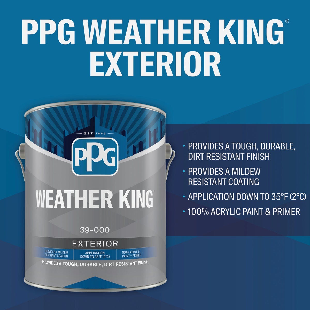 Weather King Exterior 100% Acrylic Paint + Primer Semi Gloss Ultra Deep ...