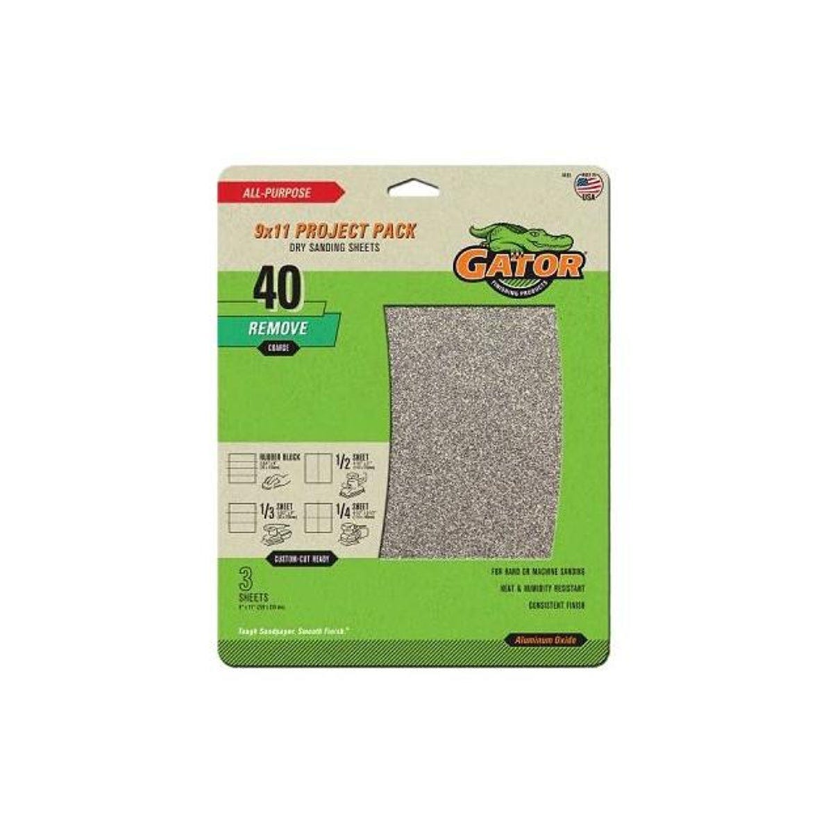 GatorGrit 9 In. x 11 In. Extra Coarse 40-Grit Sandpaper (3-Pack) | True ...