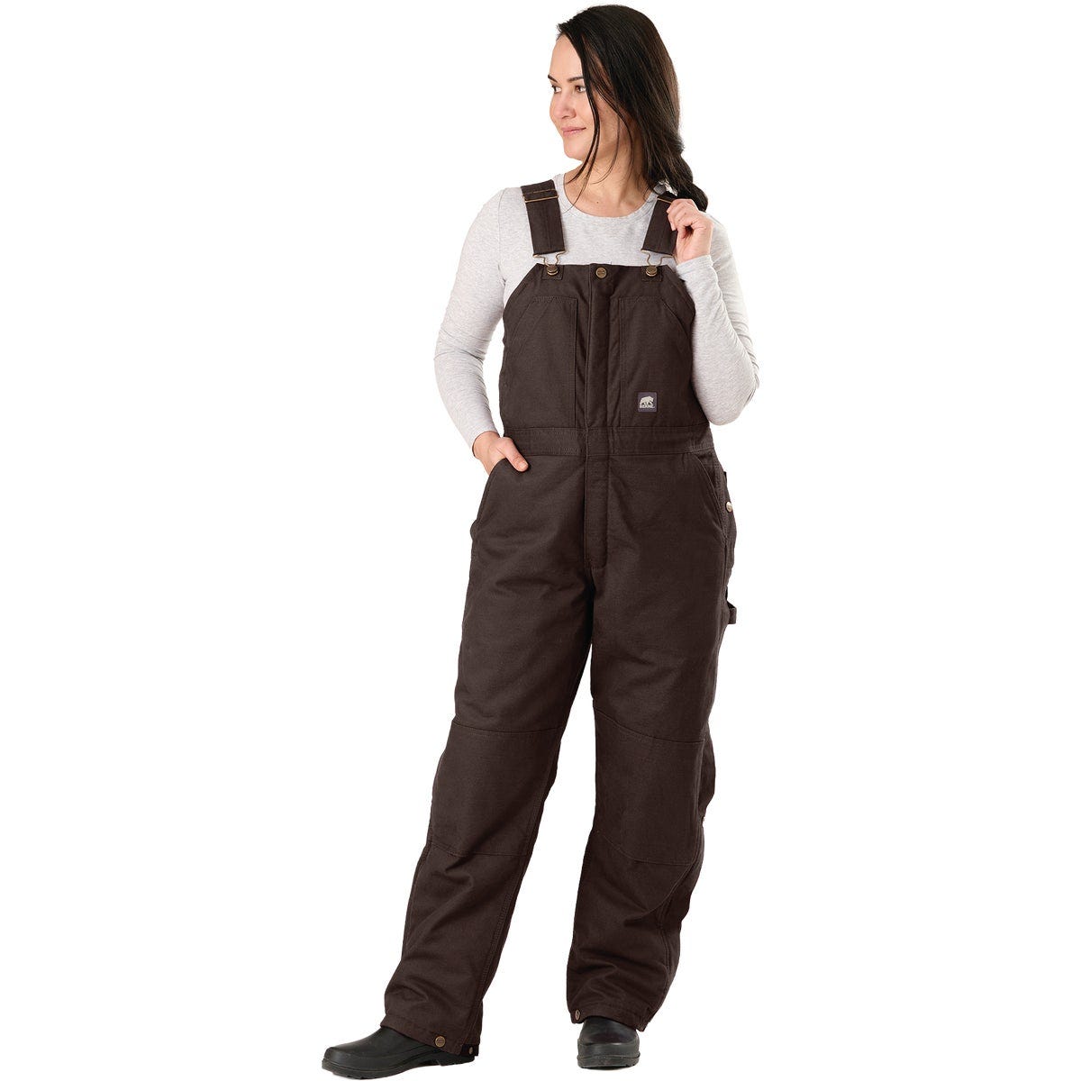 Berne Women's Small Dark Brown Softstone Duck Insulated Bib Overall ...