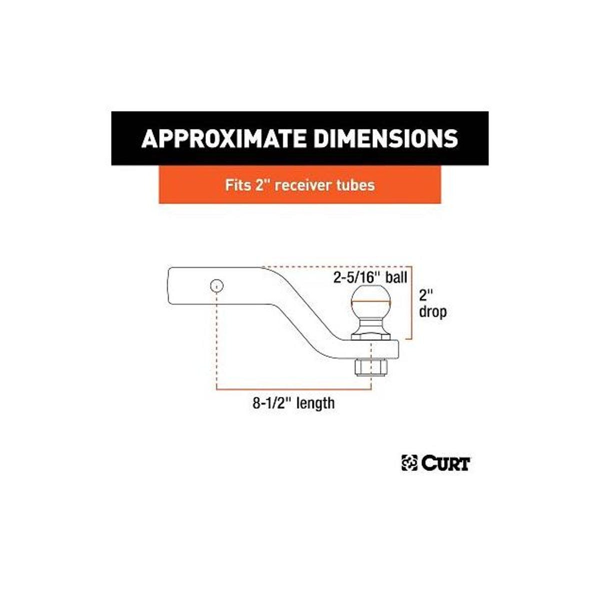 CURT 15000 Lb. 2 In. Drop 2 In. Shank Loaded Forged Ball Mount with 2-5 ...