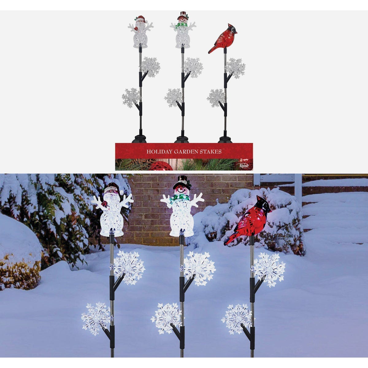 Alpine Solar Snowman, Santa & Cardinal Garden Stake | Do it Best