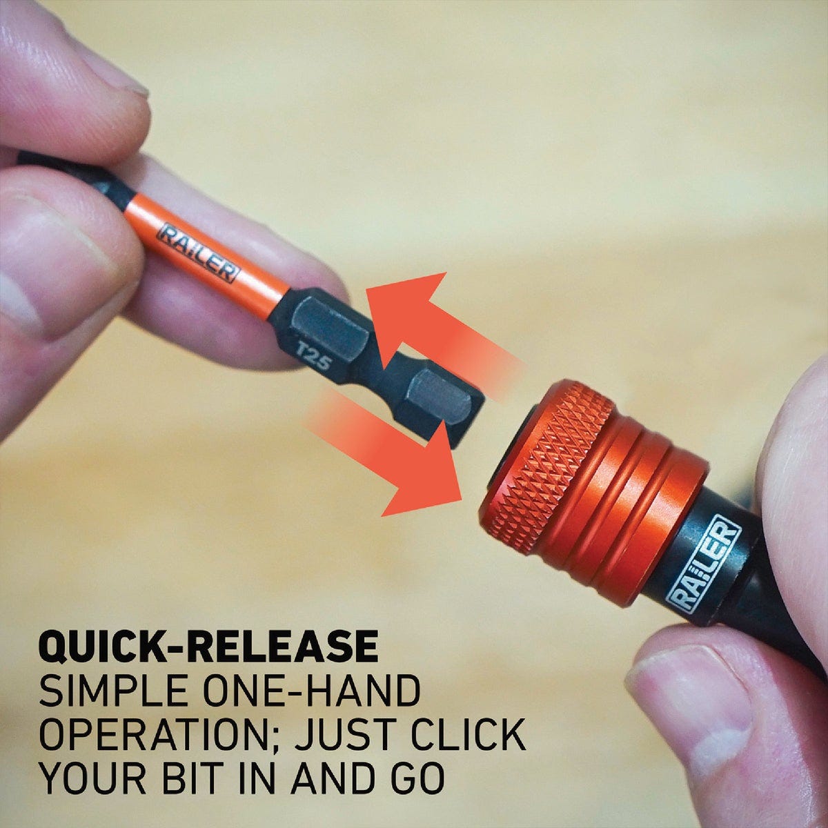 Railer Bit Holder Keychain with (5) Orange Hex Shank Bit Holders | Do ...