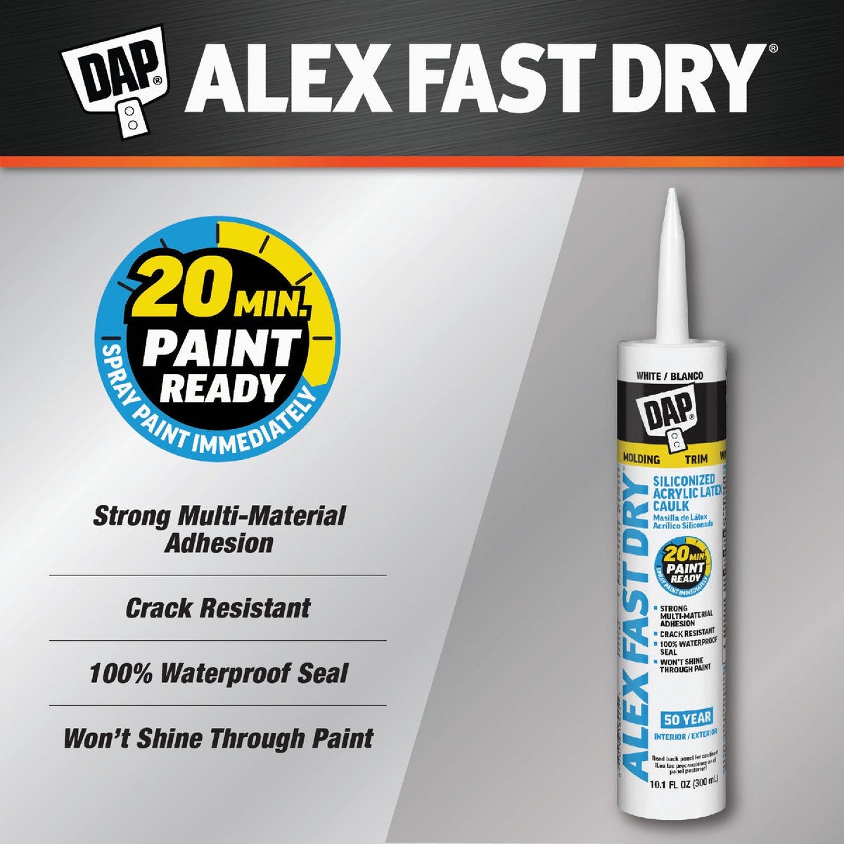 Dap Alex Fast Dry 10.1 Oz. White Siliconized Acrylic Latex Caulk | Do ...