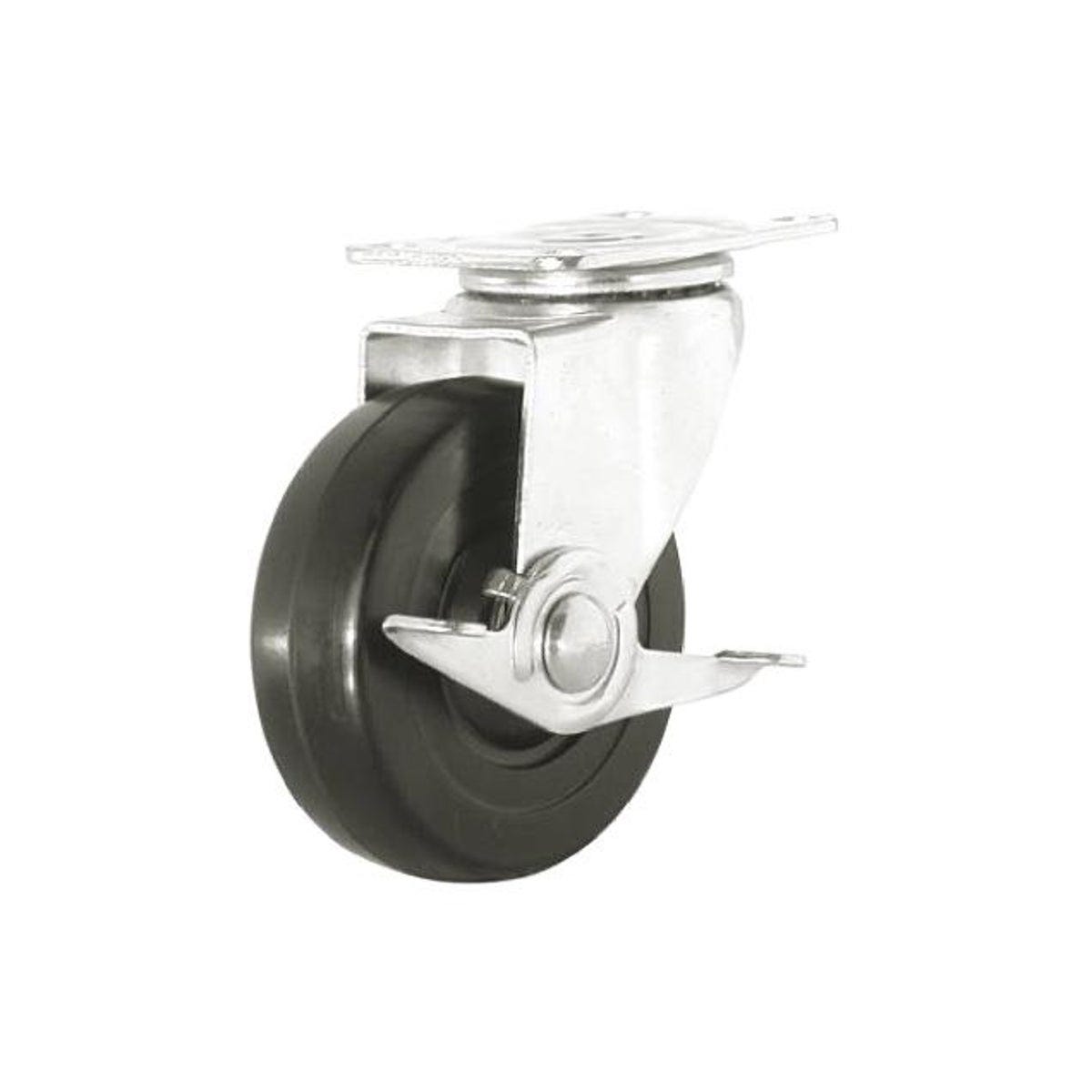Richelieu 5 In. Rubber Wheel Swivel Plate Caster with Side Brake | True ...