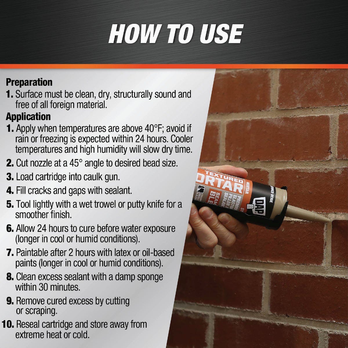 DAP Textured Mortar 10.1 Oz. Beige Premium Elastomeric Filler & Sealant ...