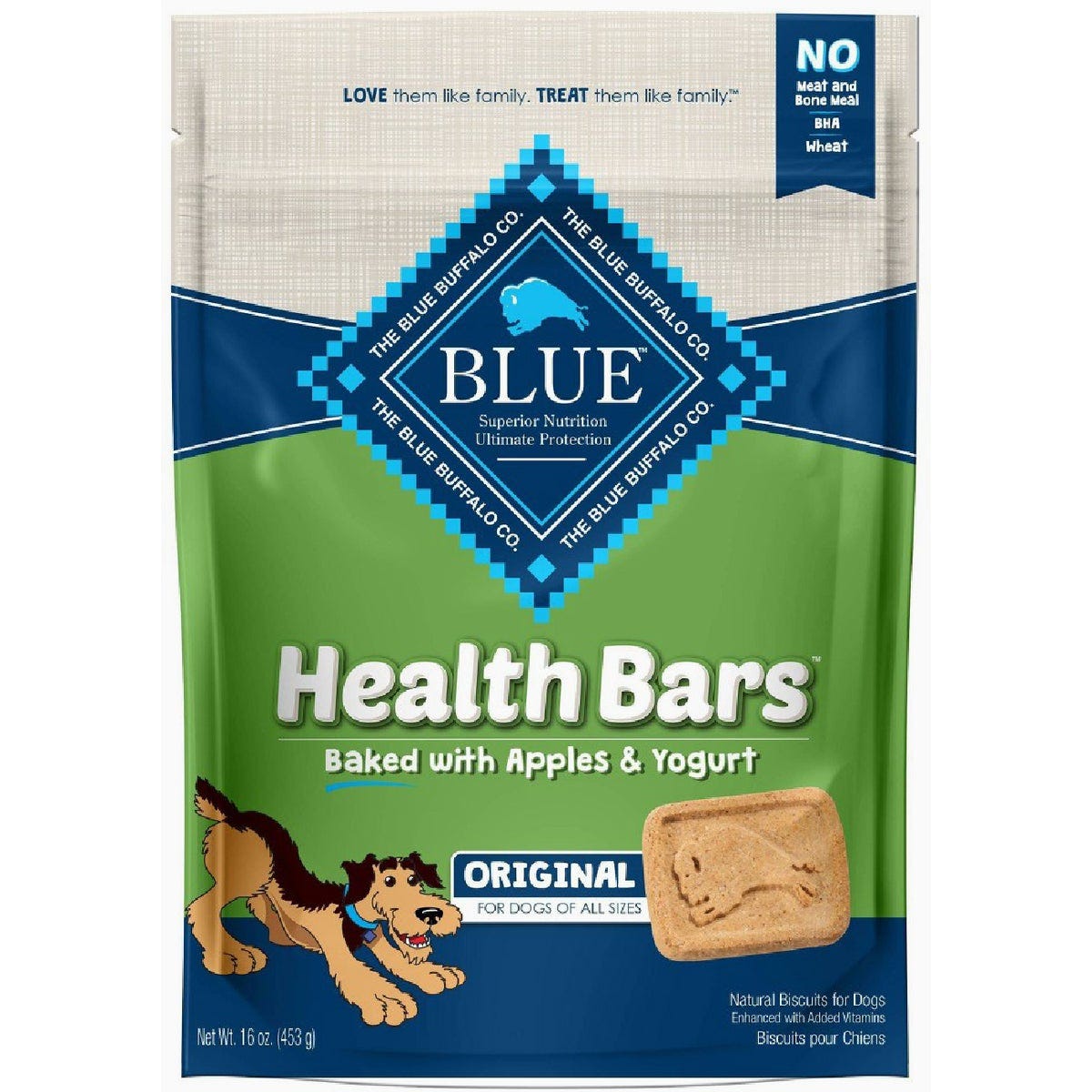 Blue Buffalo Health Bars Natural Crunchy Apple & Yogurt Dog Treat, 16 ...