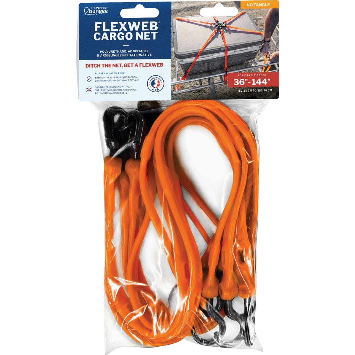 The Perfect Bungee FLEXWeb Adjustable Cargo Net with Nylon Hooks, Size ...