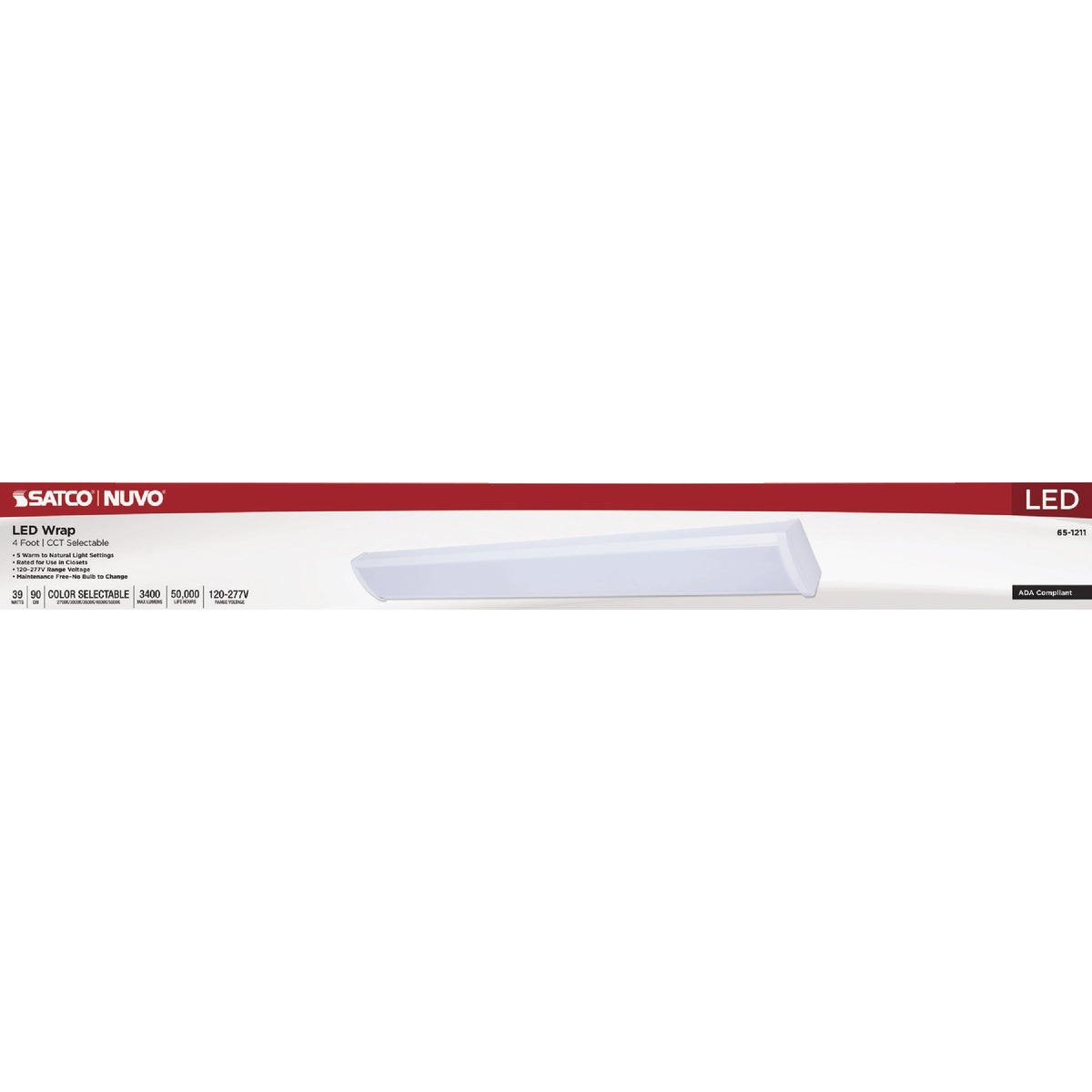SATCO NUVO 40W LED 4 Ft. Ceiling Wrap Light Fixture CCT-Selectable ...