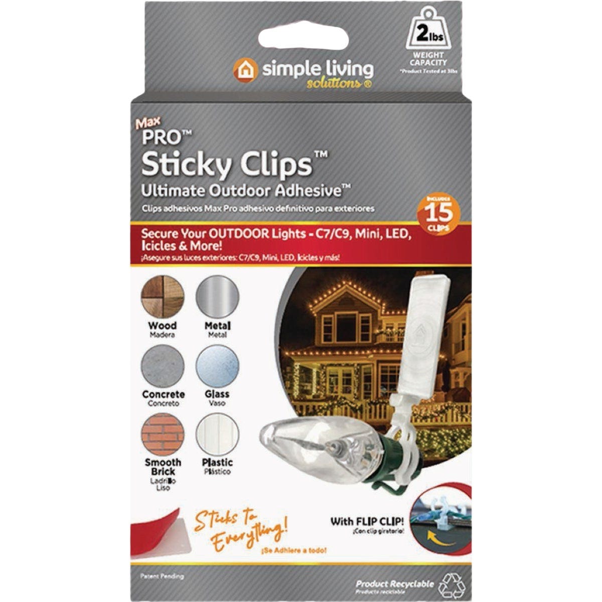 Simple Living Solutions Max PRO Sticky Clip Outdoor Adhesive (15-Pack ...