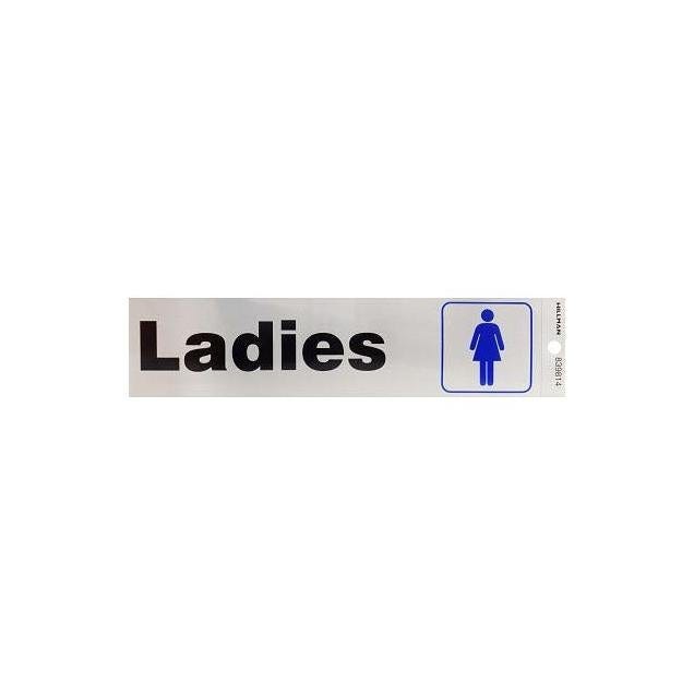 Hillman 2 In. x 8 In. Black/Blue Lettering on Nickel Back Ladies Room ...