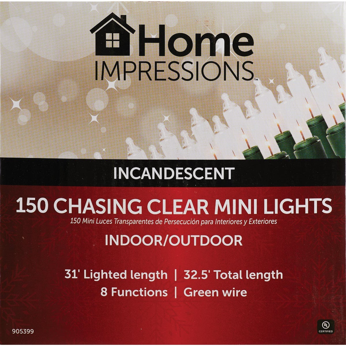 Home Impressions Clear 150-Bulb Mini Incandescent Chasing Light Set ...