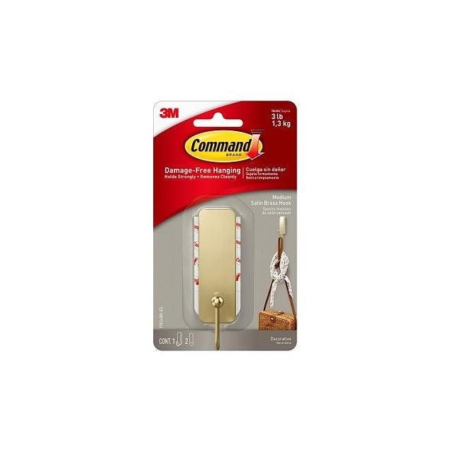3M Command Medium Satin Brass Hook | True Value Hardware