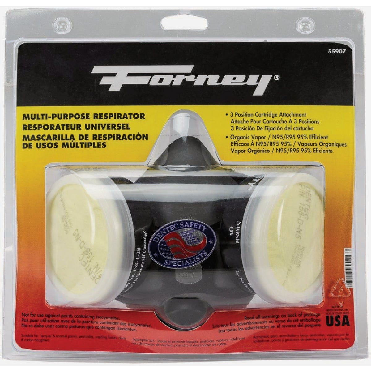 Forney Multi-Purpose Vapor Dual Cartridge Half Mask Respirator | True ...