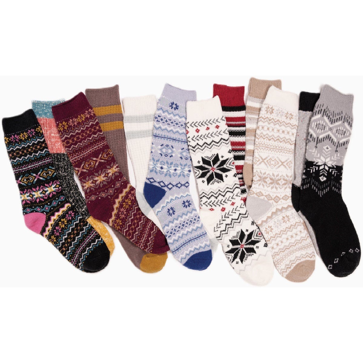 Muk Luks Women's Black/Gray Fluffy Boot Socks Assorted Bin (2-Pack ...