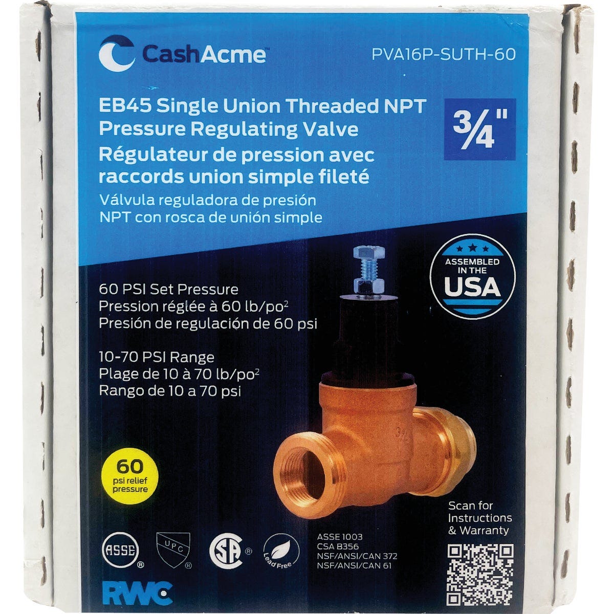 Cash Acme 3/4 In. EB45 Brass Pressure Regulating Valve | True Value ...