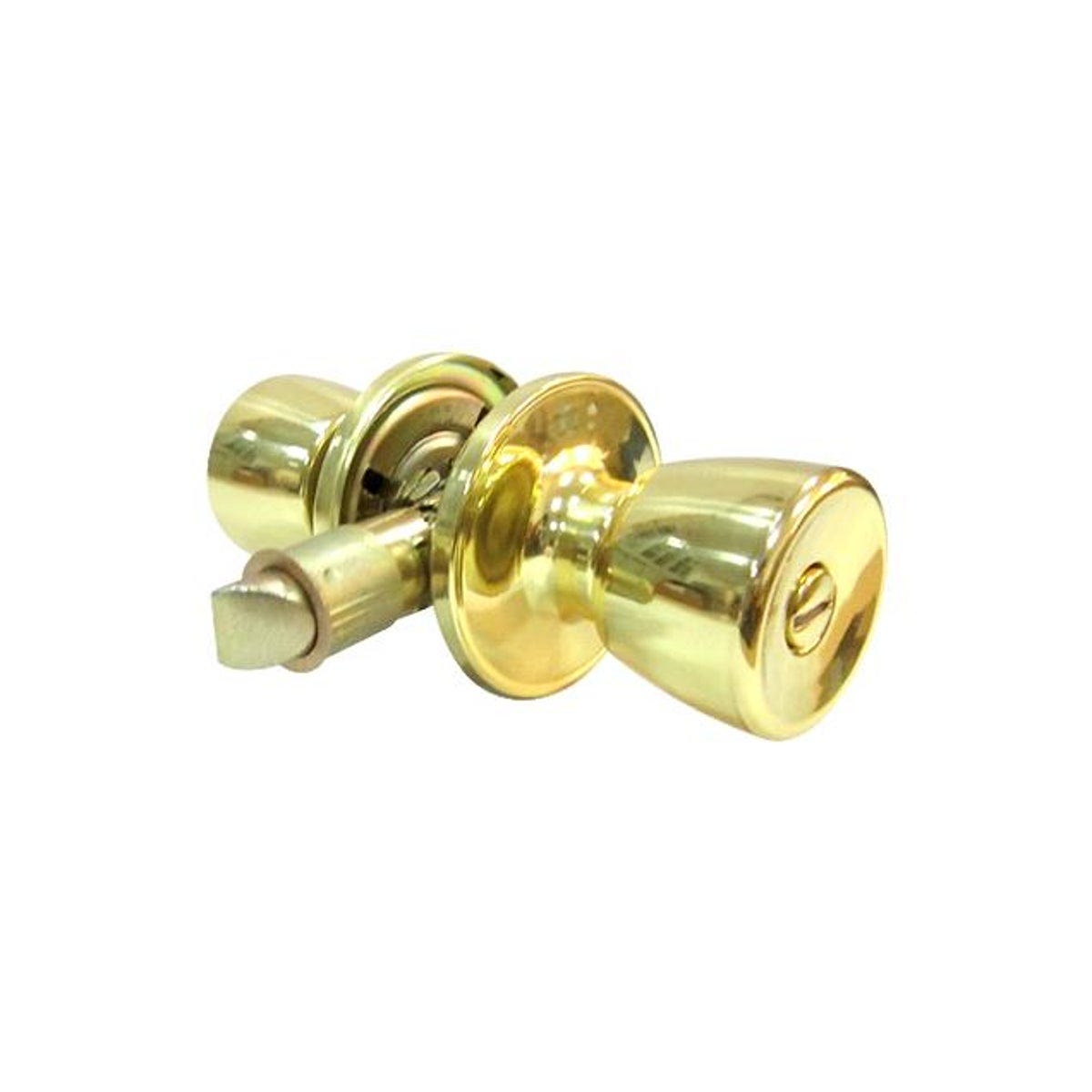 TruGuard Polished Brass Mobile Home Tulip-Style Privacy Knob Lockset ...