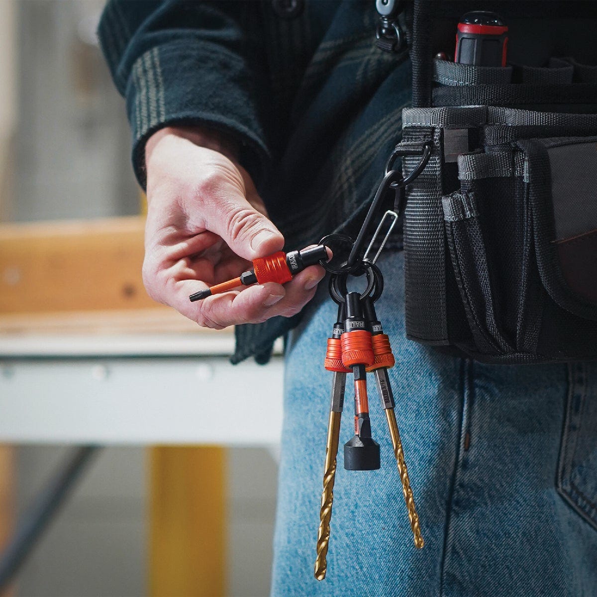 Railer Bit Holder Keychain with (5) Orange Hex Shank Bit Holders | Do ...