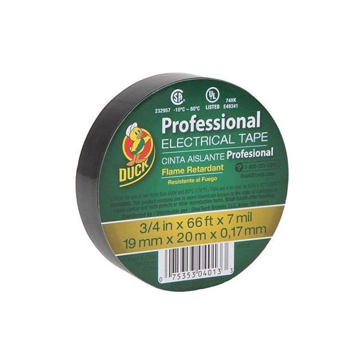 Duck 3/4 In. x 66 Ft. Black Professional Electrical Tape | True Value ...