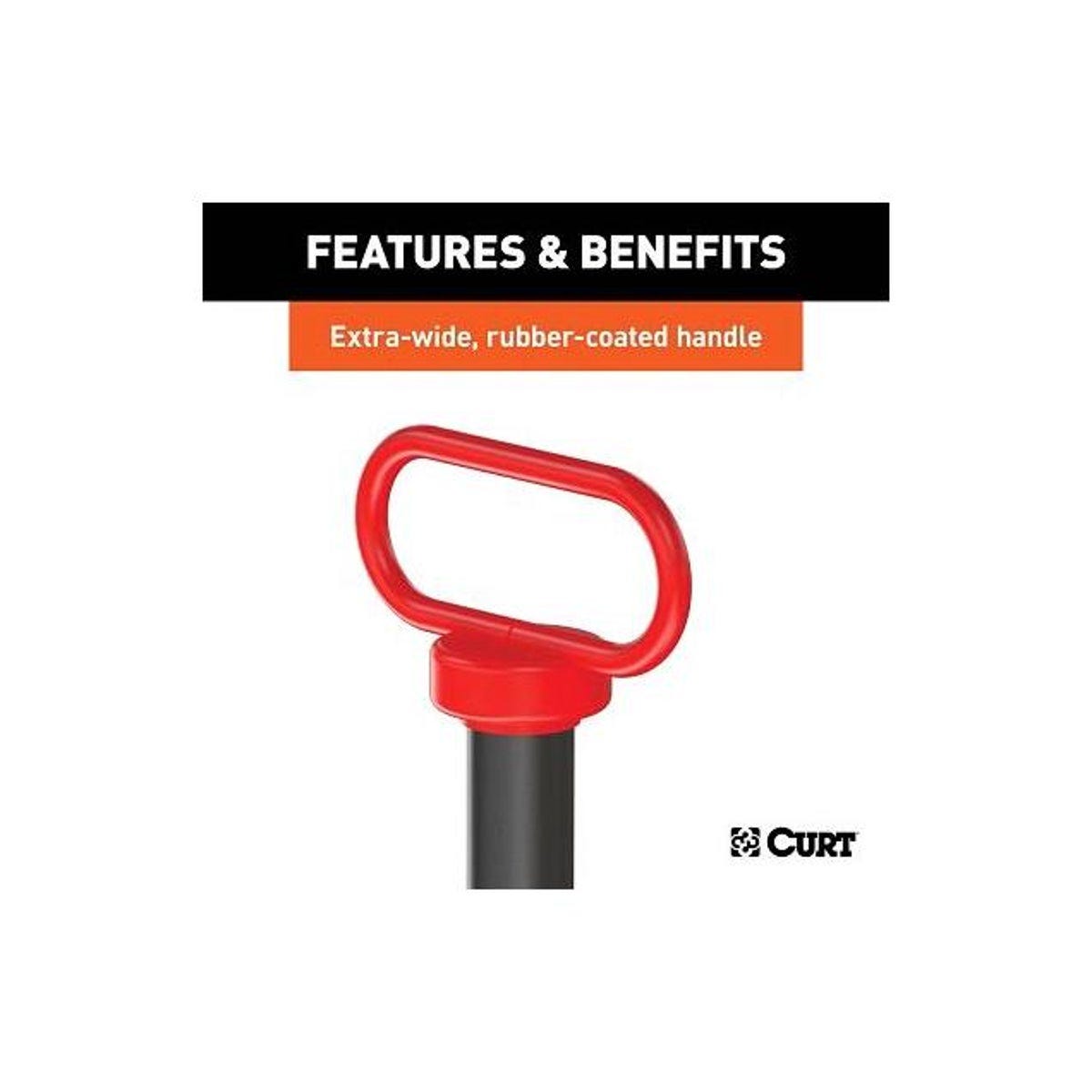 Curt 1 In. x 5-1/2 In. Rubber-Coated Handle & Clip Clevis Pin Hitch ...