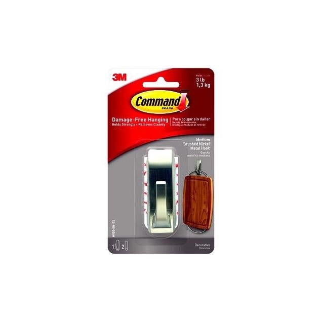 3M Command Medium Brushed Nickel Metal Modern Hook | True Value Hardware
