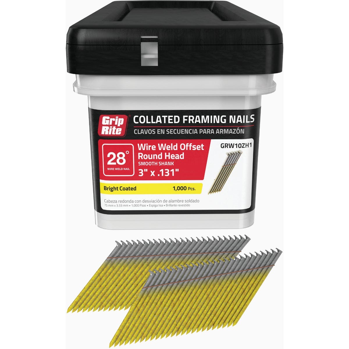 Grip-Rite 3 In. x 0.131 In. 28 Deg. Wire Weld Bright Coated Smooth ...