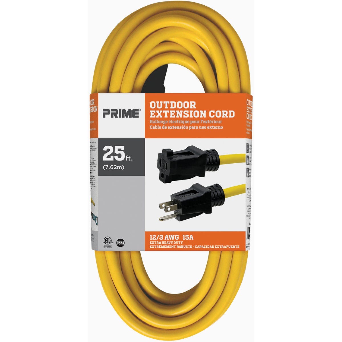 Prime 25 Ft. 12/3 SJTW Yellow Outdoor Extension Cord | Do it Best