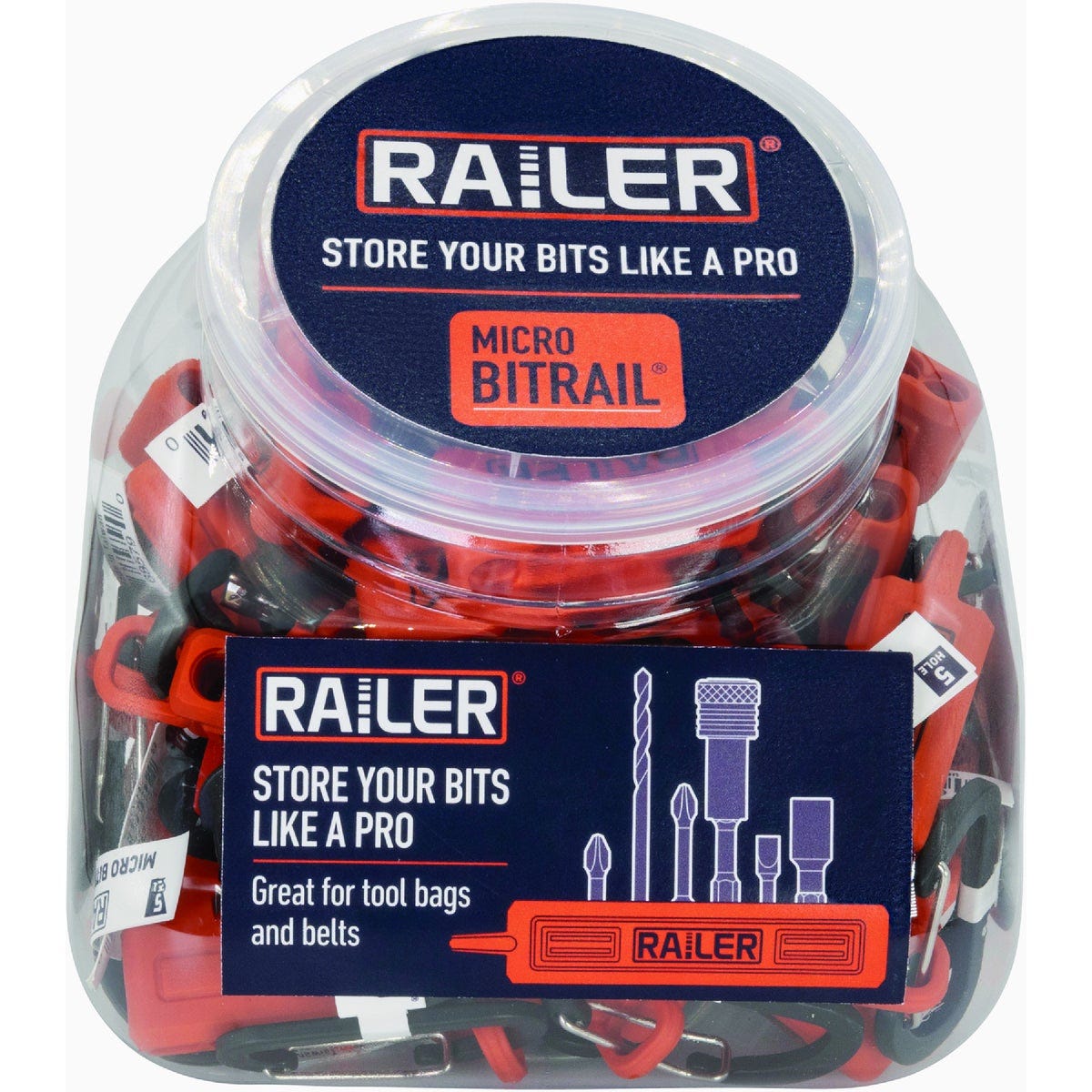 Railer 5-Hole Micro Bitrail Orange Bit Holder Storage Organizer with ...
