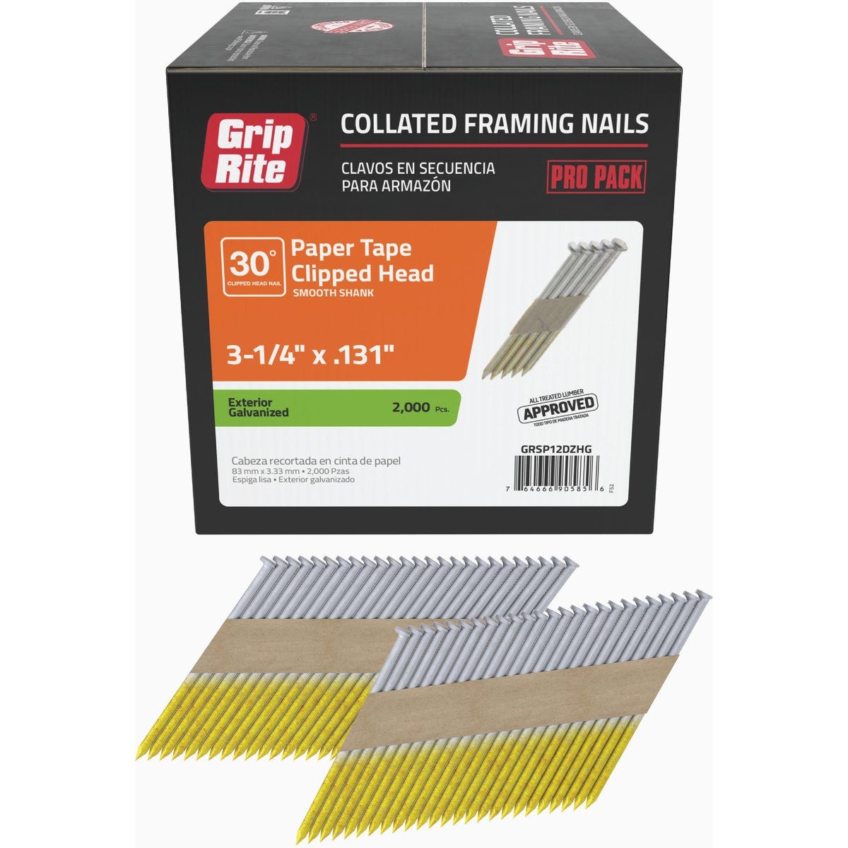 Grip-Rite 3-1/4 In. x 0.131 In. 30 Deg. Paper Tape Galvanized Smooth ...