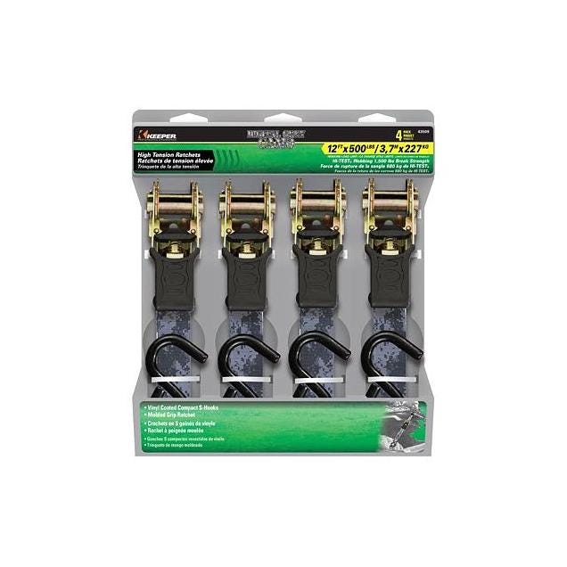 Keeper 1 In. x 12 Ft. Digital Gray Camo Ratchet Tie Down (4-Pack ...