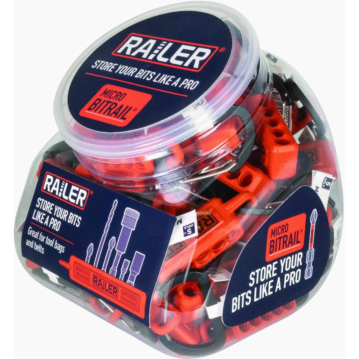 Railer 5-Hole Micro Bitrail Orange Bit Holder Storage Organizer with ...