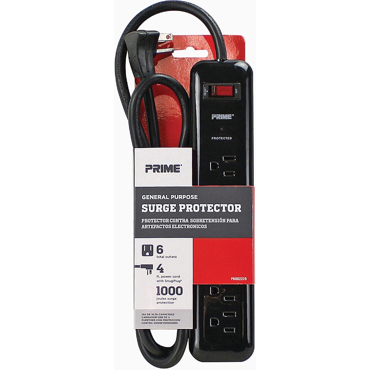 Prime 6-Outlet 1000J Surge Protector Strip with 4 Ft. Cord | True Value ...