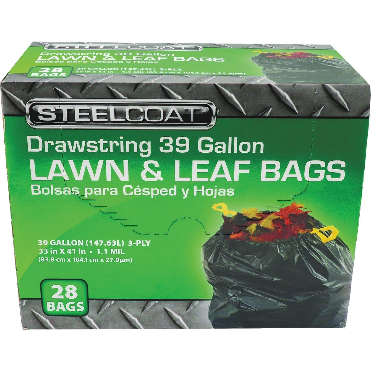 Steelcoat 39 Gal. Black Drawstring Lawn & Leaf Trash Bag (28-Count ...