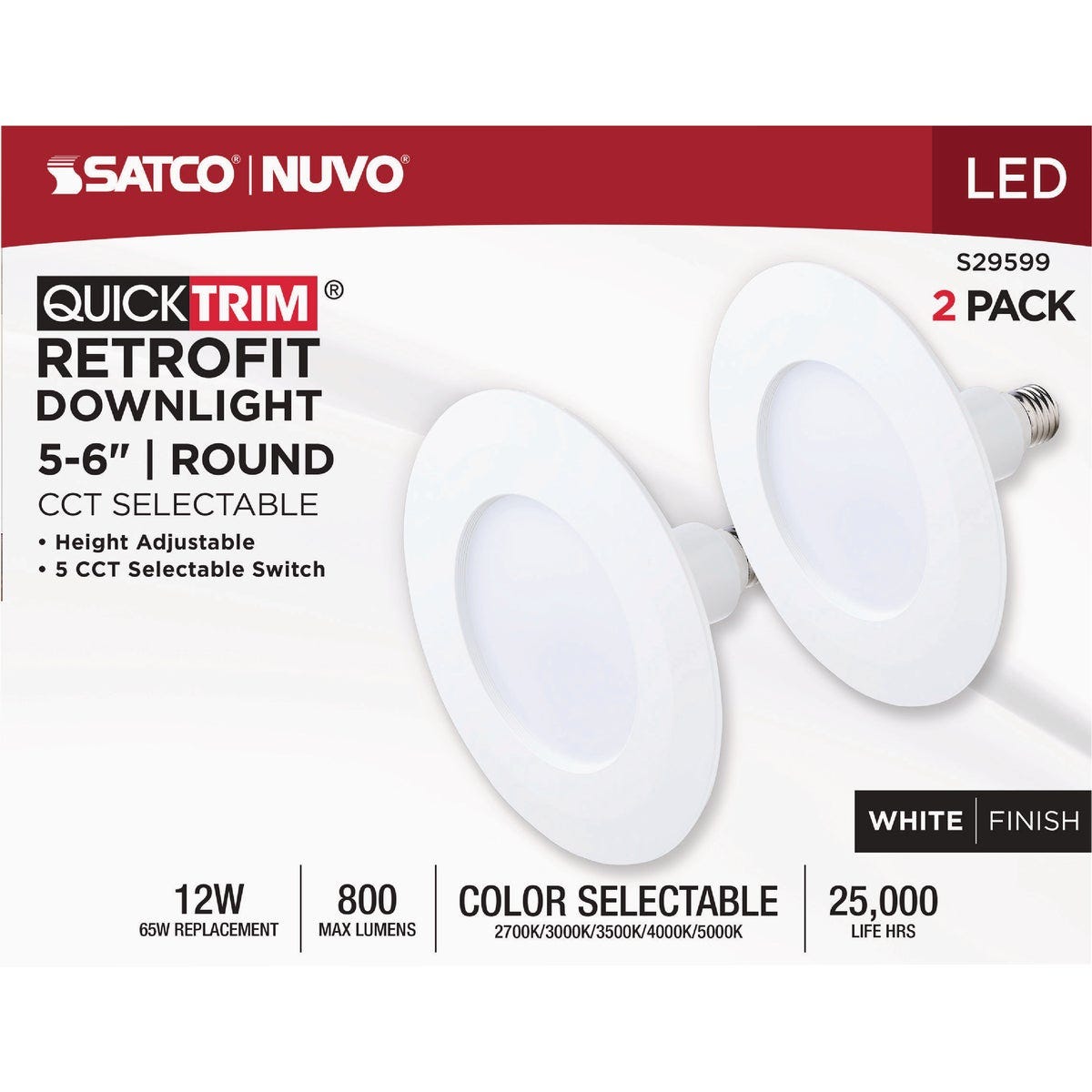 Satco 5 In./6 In. 800 Lm. 12W Retrofit White LED CCT-Selectable ...