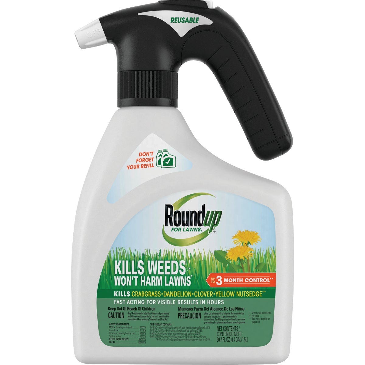 Roundup for Lawns 1.5L Ready To Use Quickhand Northern Weed & Grass ...