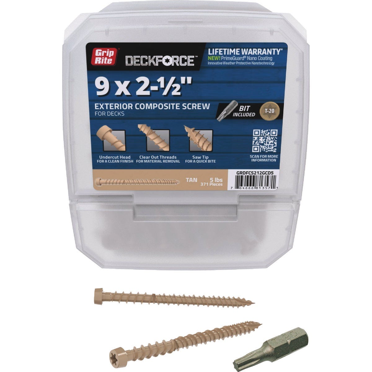 Grip-Rite DeckForce #9 x 2-1/2 In. Tan Composite Deck Screw (5 Lb ...