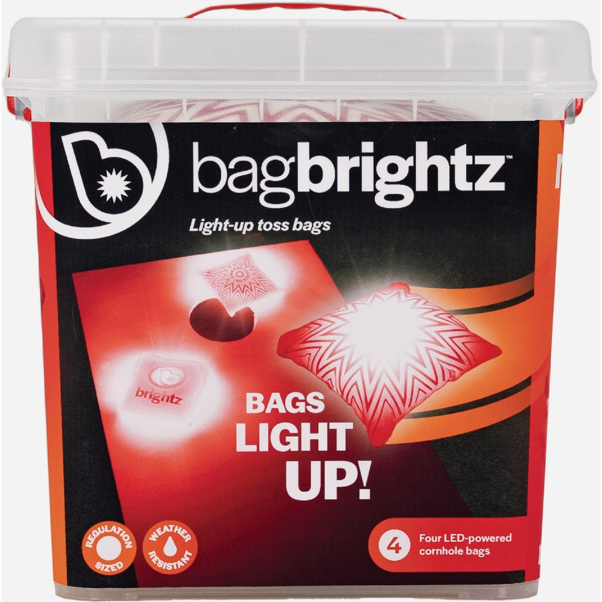 Brightz LED Cornhole Bean Bags Set of 4, Red, with Plastics Carrying ...