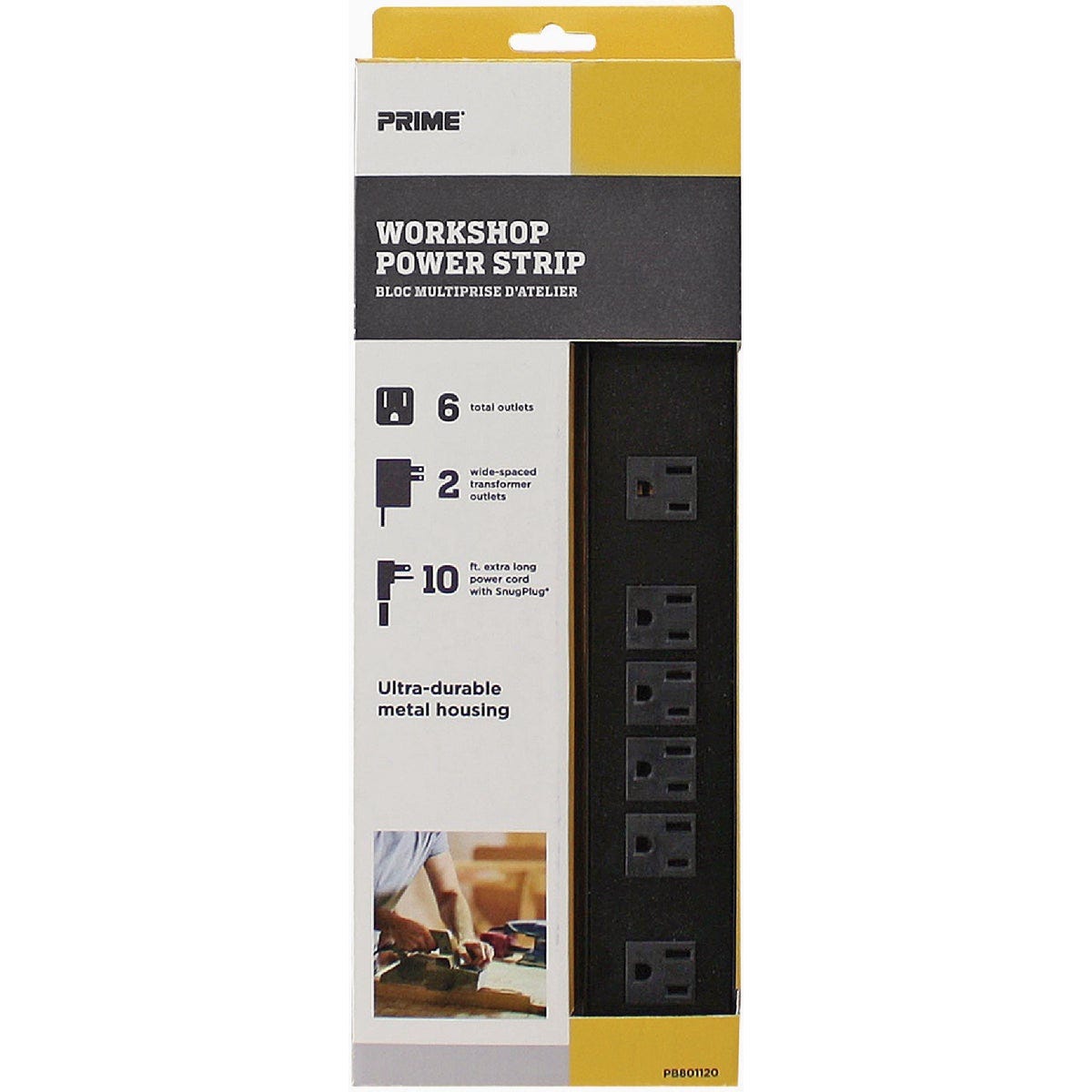 Prime 6-Outlet Metal Surge Protector Strip with 10 Ft. Cord | True ...