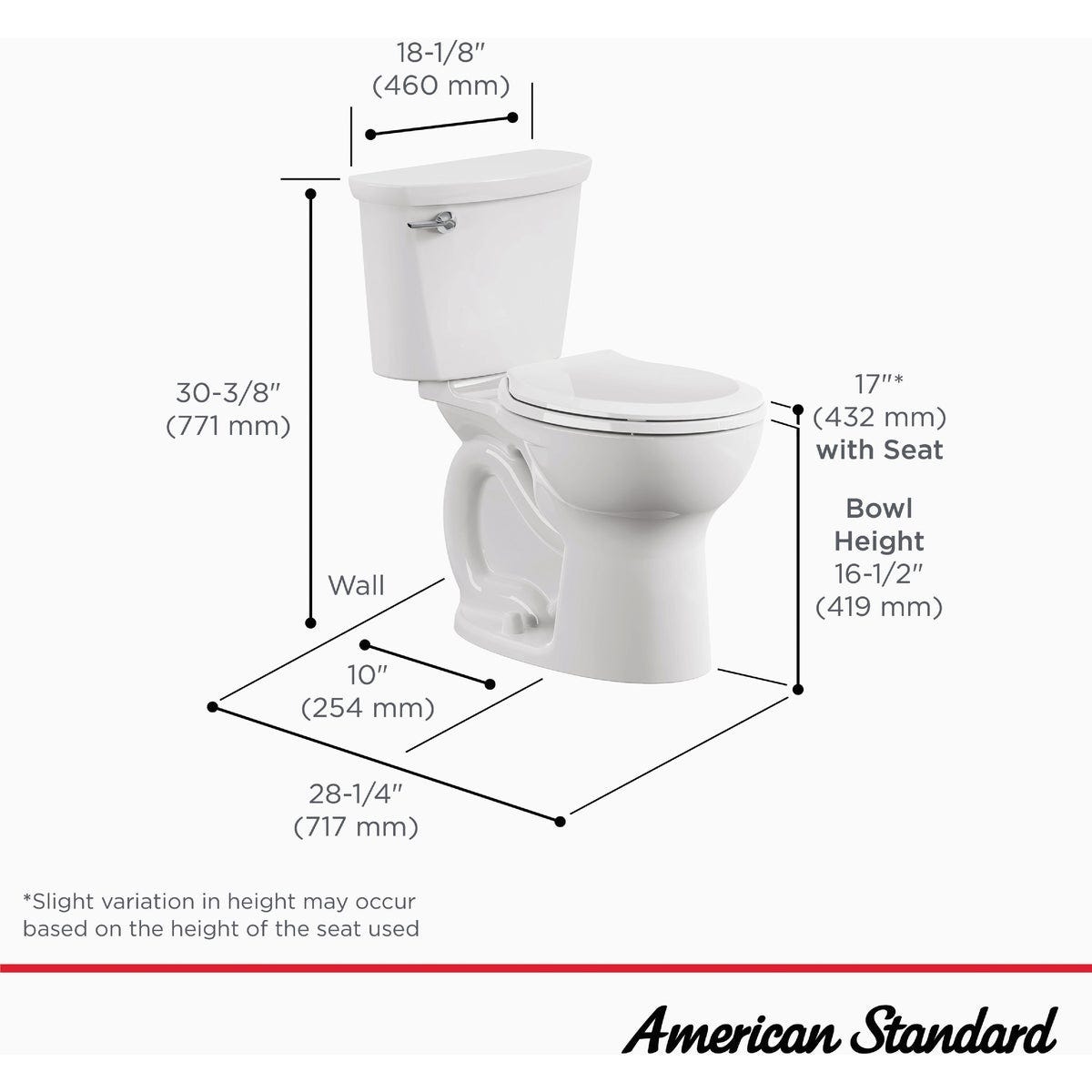 American Standard Cadet 10 In. Rough-In White Chair Height Round Bowl 1 ...