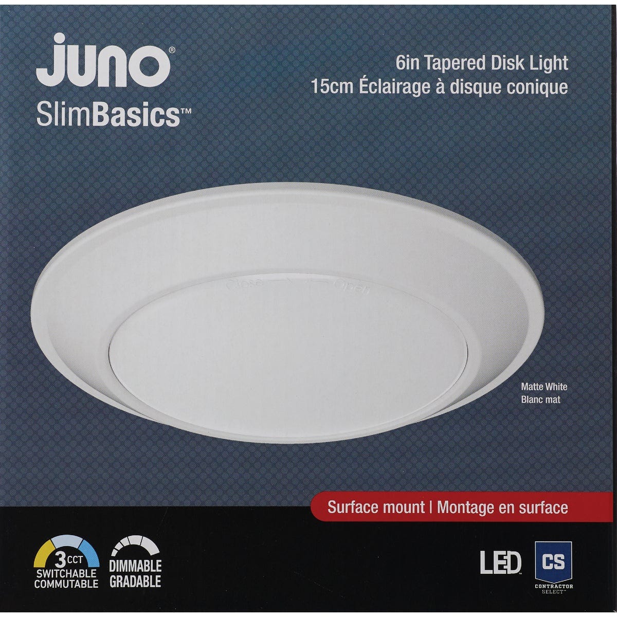 Juno SlimBasics JSBT 6 In. CCT Tapered LED Surface Mount Disk Light ...