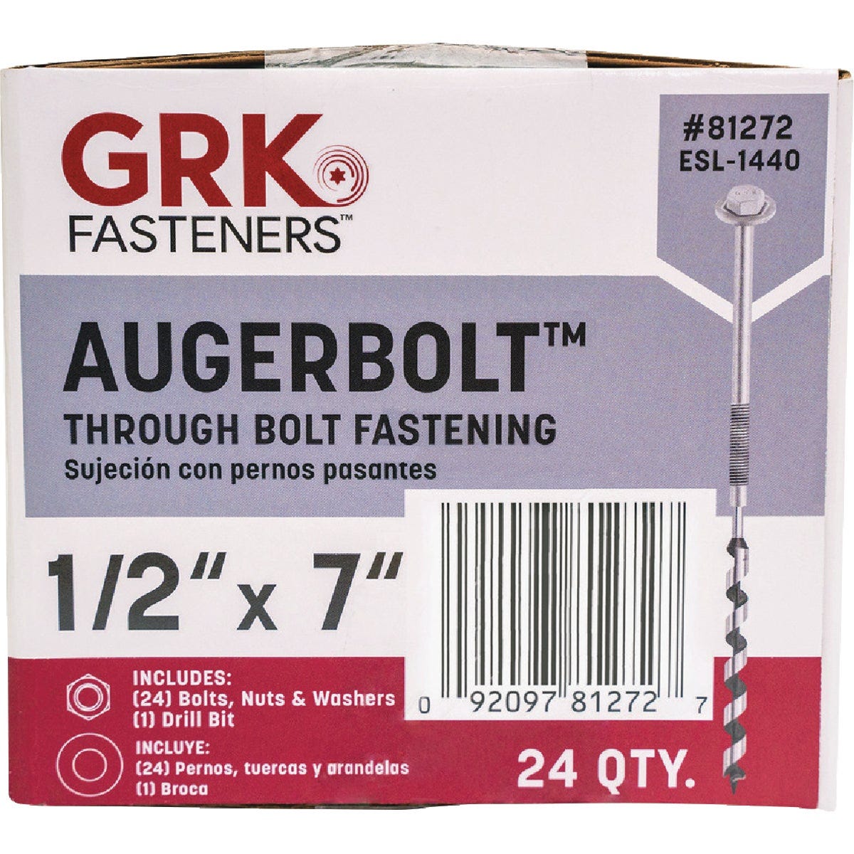 GRK AugerBolt 1/2 In. x 7 In. Galvanized Hex Through Bolt (24 Ct ...