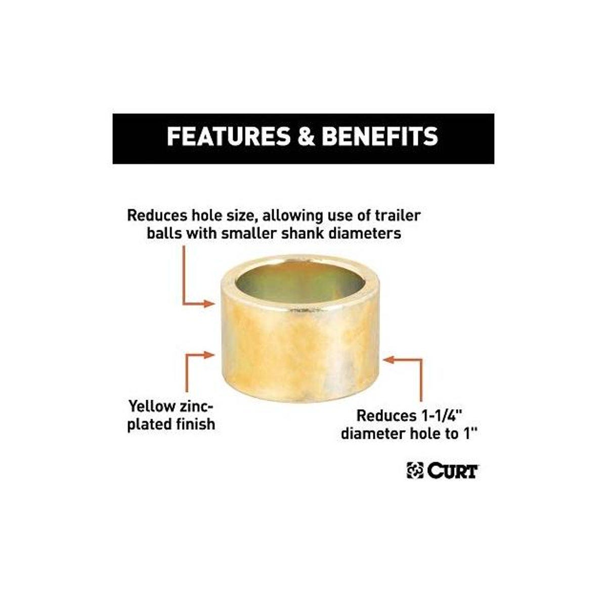 CURT Trailer Hitch Ball Hole Reducer Bushing, Reduces 1-1/4 In. Dia. to ...