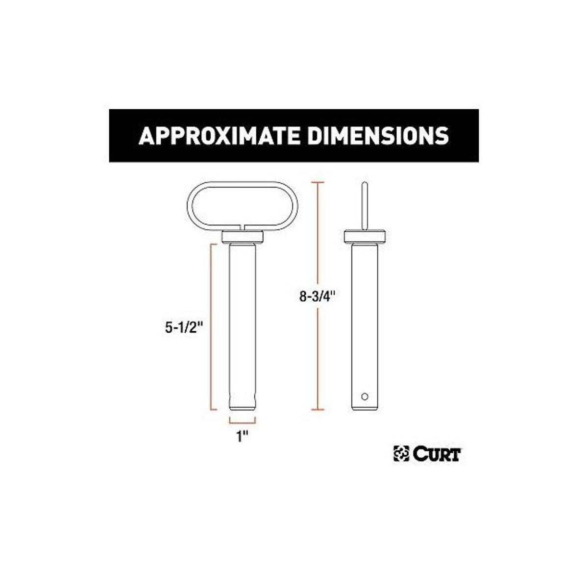 Curt 1 In. x 5-1/2 In. Rubber-Coated Handle & Clip Clevis Pin Hitch ...