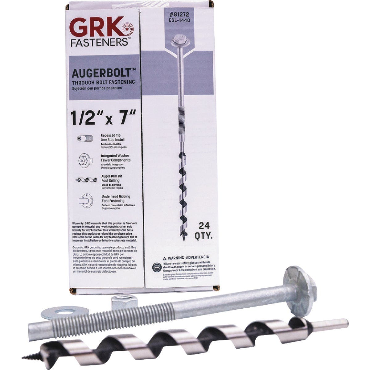 GRK AugerBolt 1/2 In. x 7 In. Galvanized Hex Through Bolt (24 Ct ...
