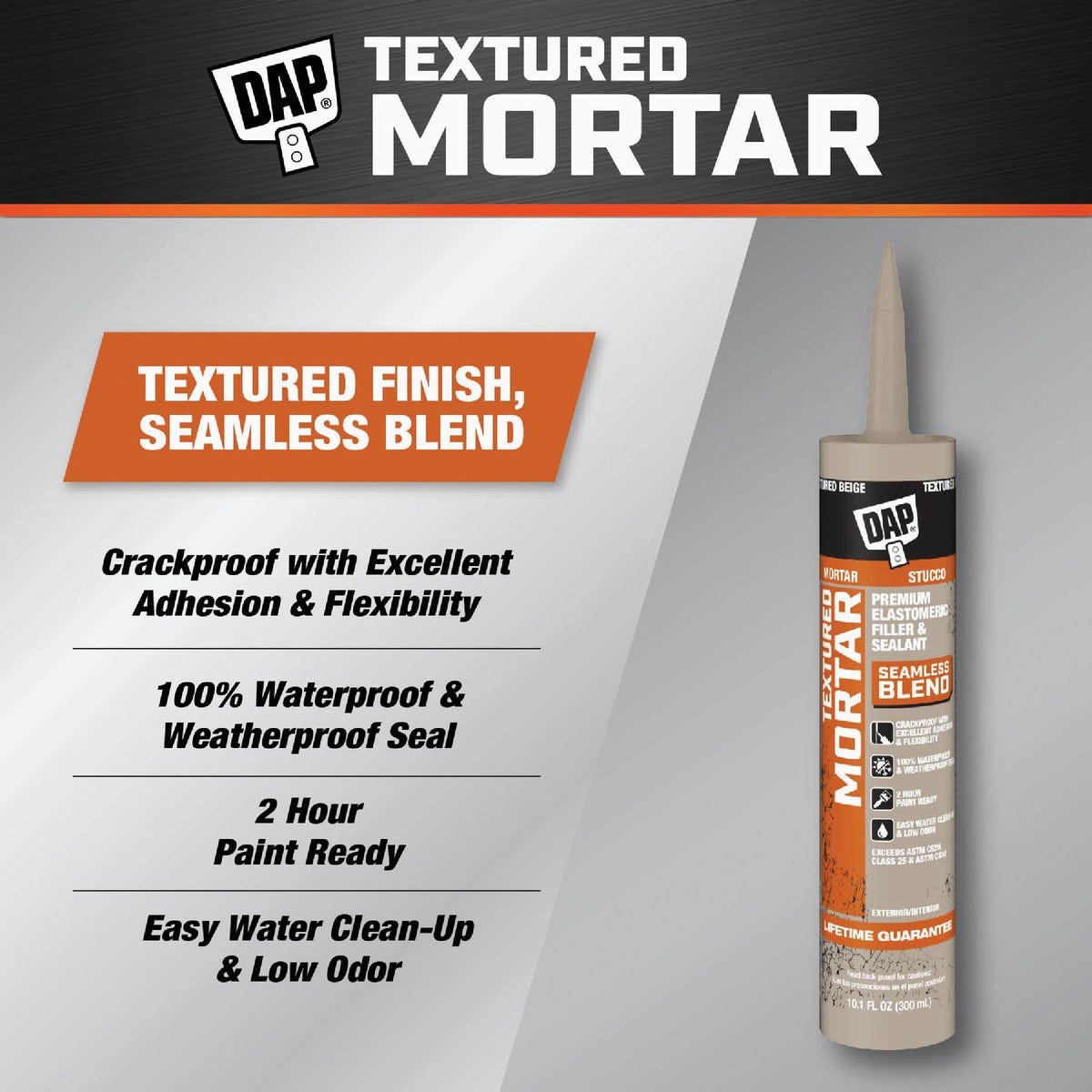 DAP Textured Mortar 10.1 Oz. Beige Premium Elastomeric Filler & Sealant ...