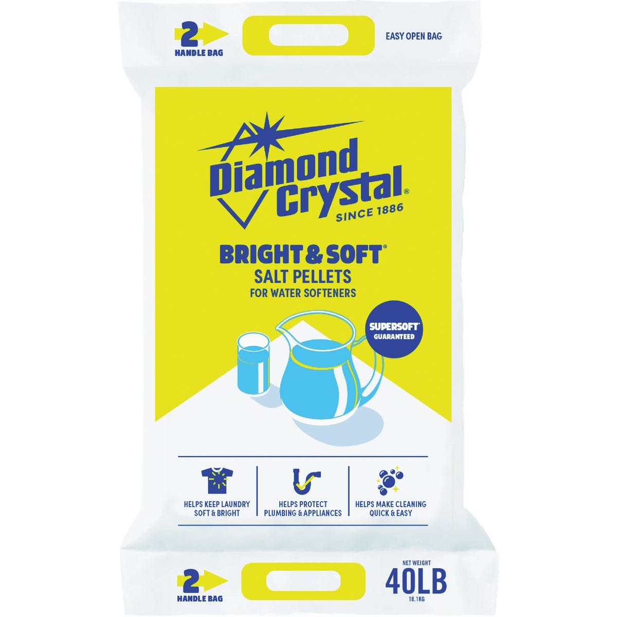 Diamond Crystal Bright & Soft 40 Lb. Water Softener Salt Pellets | True ...