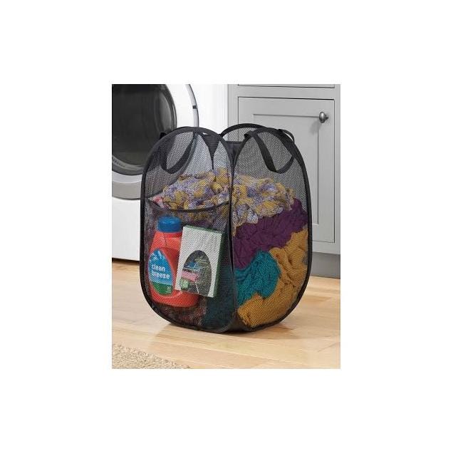 Whitmor Black Mesh Fabric Pop & Fold Laundry Hamper | Do it Best