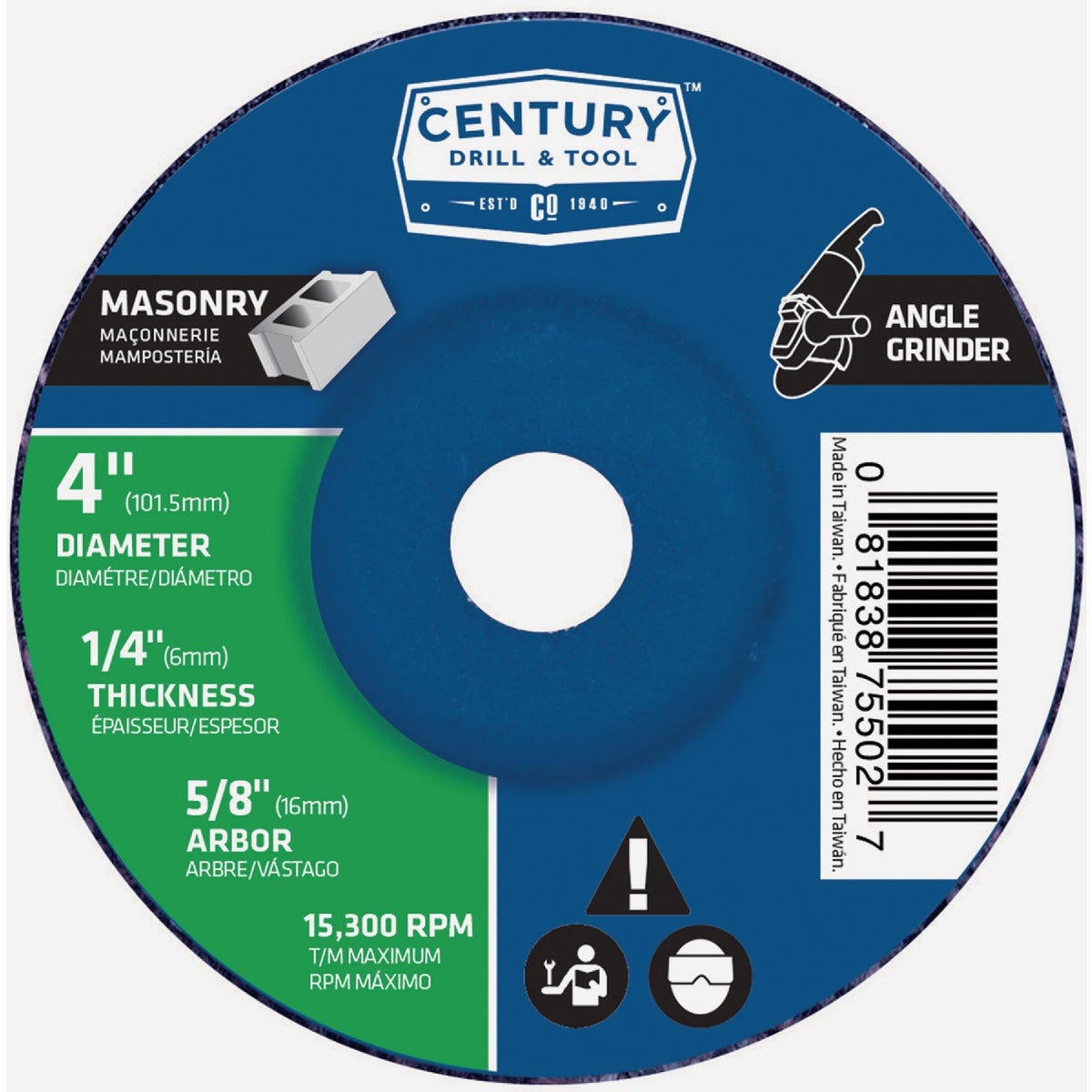 Century Drill & Tool 4 In. x 1/4 In. Depressed Center Masonry Grinding ...