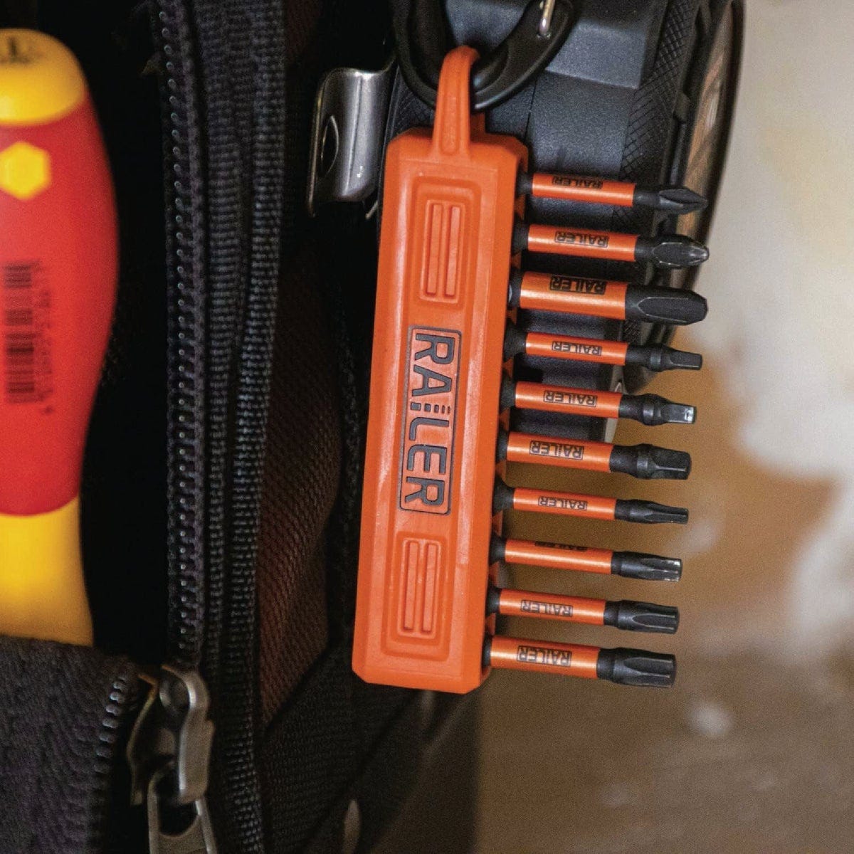 Railer 10-Hole Bitrail Orange & Black Bit Holder with Carabiner (2-Pack ...
